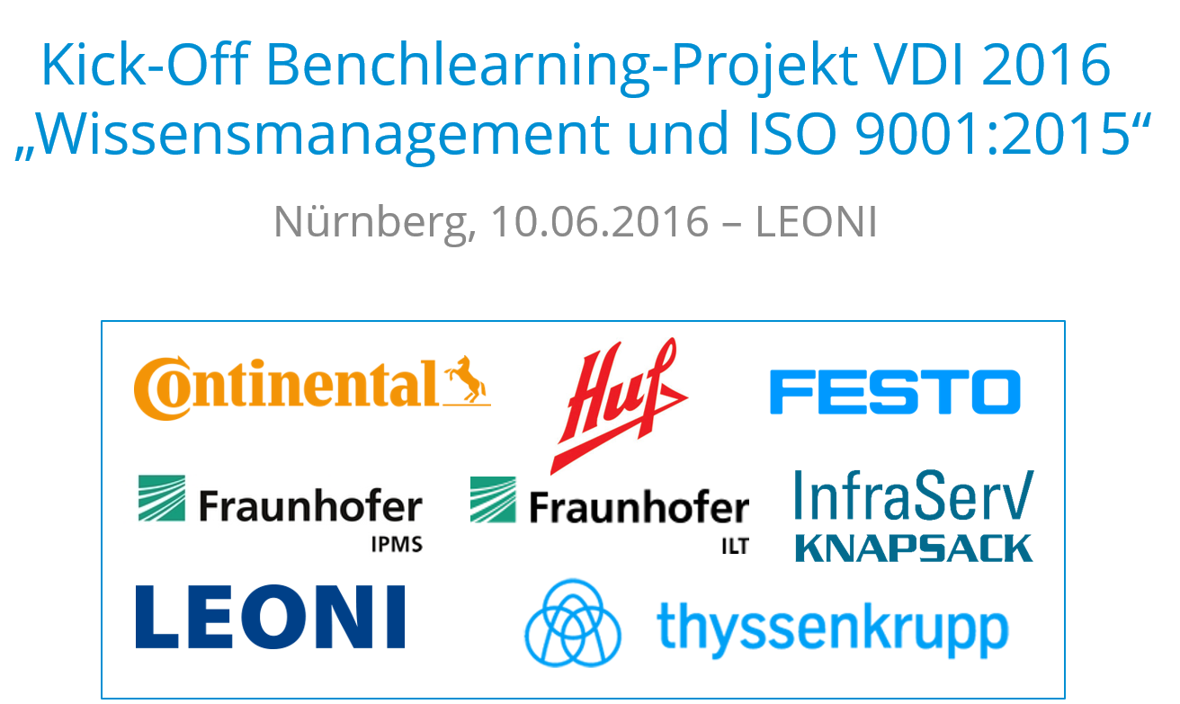 VDI Benchlearning-Projekt zu Wissensmanagement und ISO 9001:2015 - GfWM